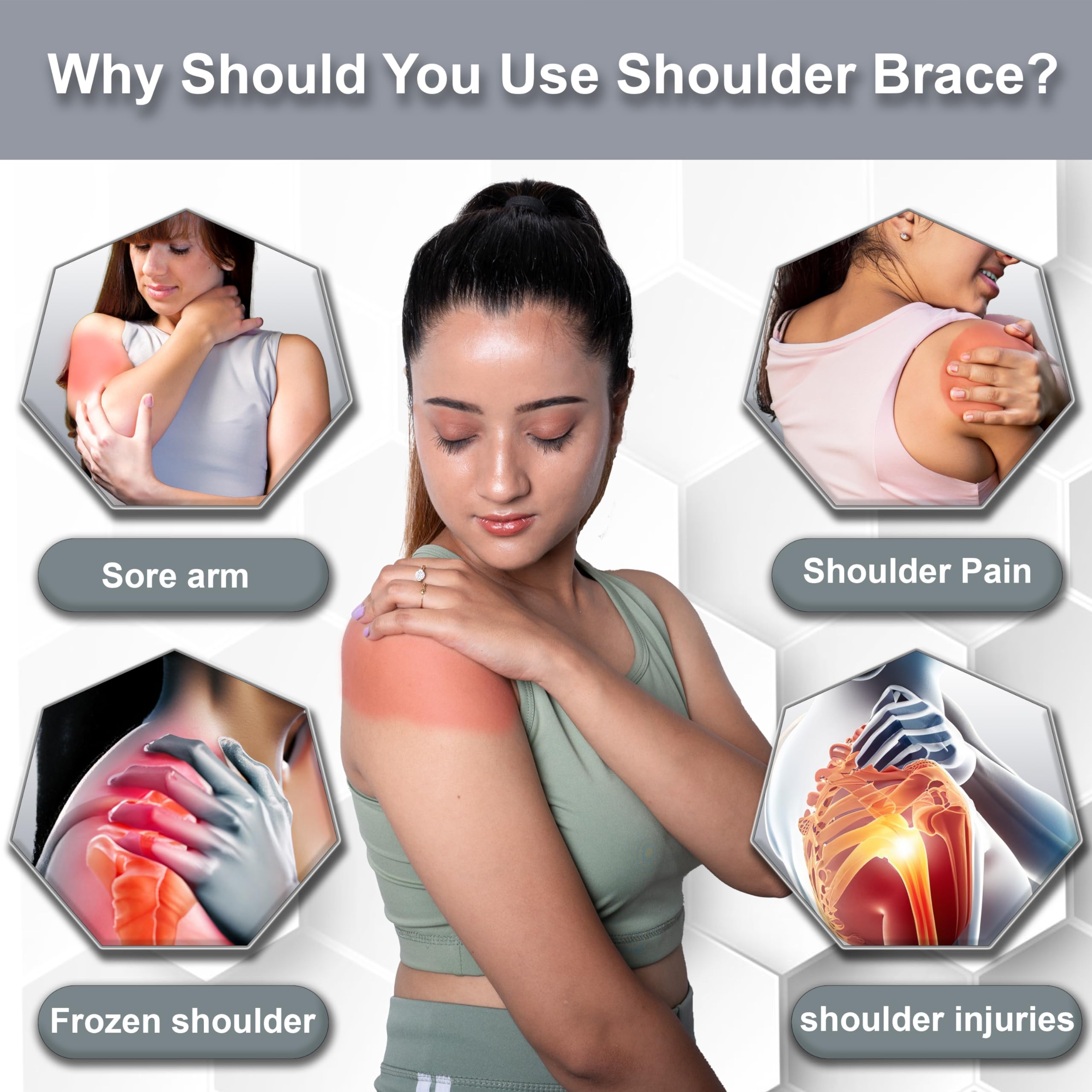 Wonder Care WC -Shoulder Immobilizer Arm Sling Elastic Brace for Clavicle Collar Bone Dislocation Subluxation Shoulder stabilizer Compression Brace After Rotator Cuff Surgery(30"-41")
