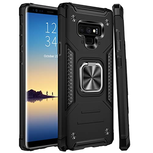 IKAZZ Galaxy Note 9 Case,Samsung Note 9 Cover Dual Layer Soft Flexible TPU and Hard PC Anti-Slip Full-Body Rugged Protective Phone Case with Magnetic Kickstand for Samsung Galaxy Note 9 Black