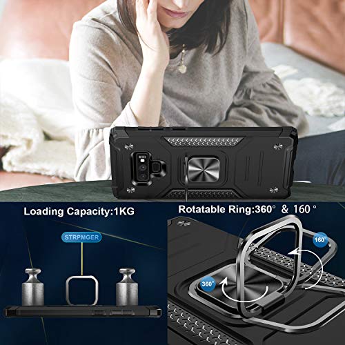 IKAZZ Galaxy Note 9 Case,Samsung Note 9 Cover Dual Layer Soft Flexible TPU and Hard PC Anti-Slip Full-Body Rugged Protective Phone Case with Magnetic Kickstand for Samsung Galaxy Note 9 Black