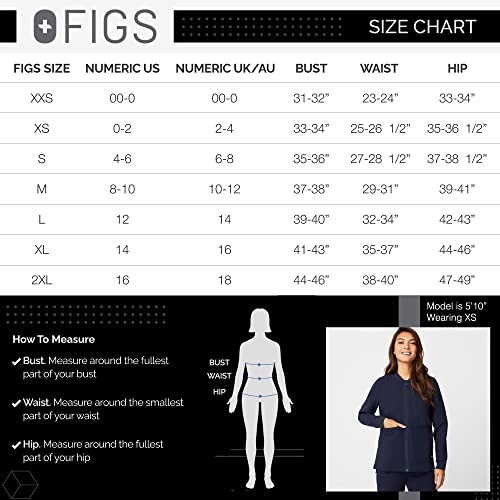 FIGS Bellery Scrub Jacket for Women — Navy, L