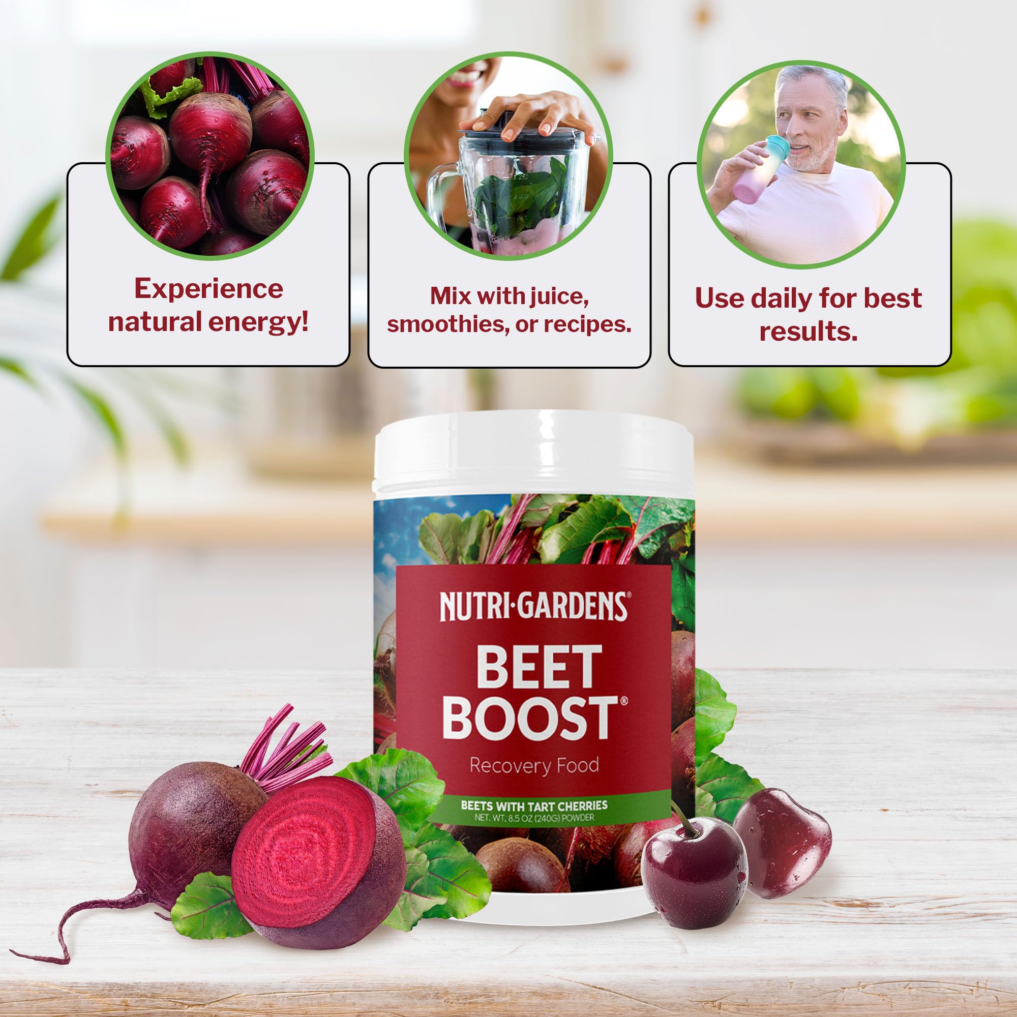 Beet Boost Nutri Gardens Nitric Oxide Powder - Concentrated Beetroot Supplement for Energy, & Healthy Joints - High Blood Pressure Support (20 Servings)