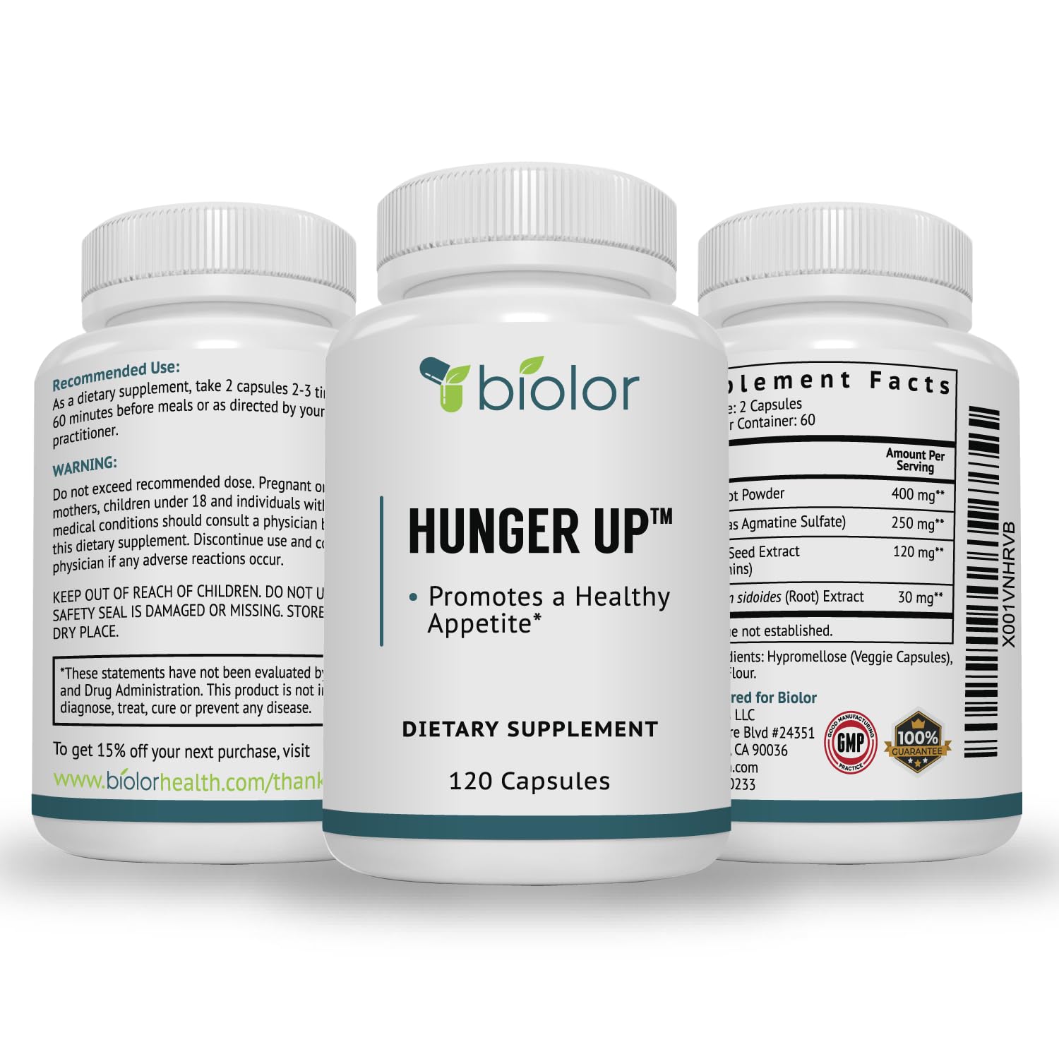 Biolor HungerUp™ - Appetite Stimulant (with No Artificial Fillers) - Effective Weight Gain Pills with Fenugreek Extract to Increase Appetite and Gain Weight