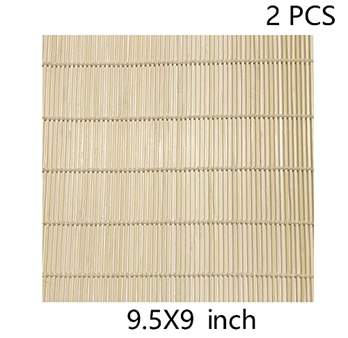 AIKS 2PCS Natural Bamboo Sushi Rolling Mat Sushi Roller Inch for Making Sushi 9x9.5 Inch