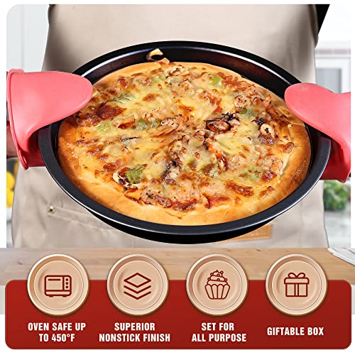 KITESSENSU Baking Pans Sets, Nonstick Bakeware Set 7-Piece with Round/Square Cake Pan, Loaf Pan, Muffin Pan, Cookie Sheet, Roast Pan, Cooling Rack, Carbon Steel Bake Set