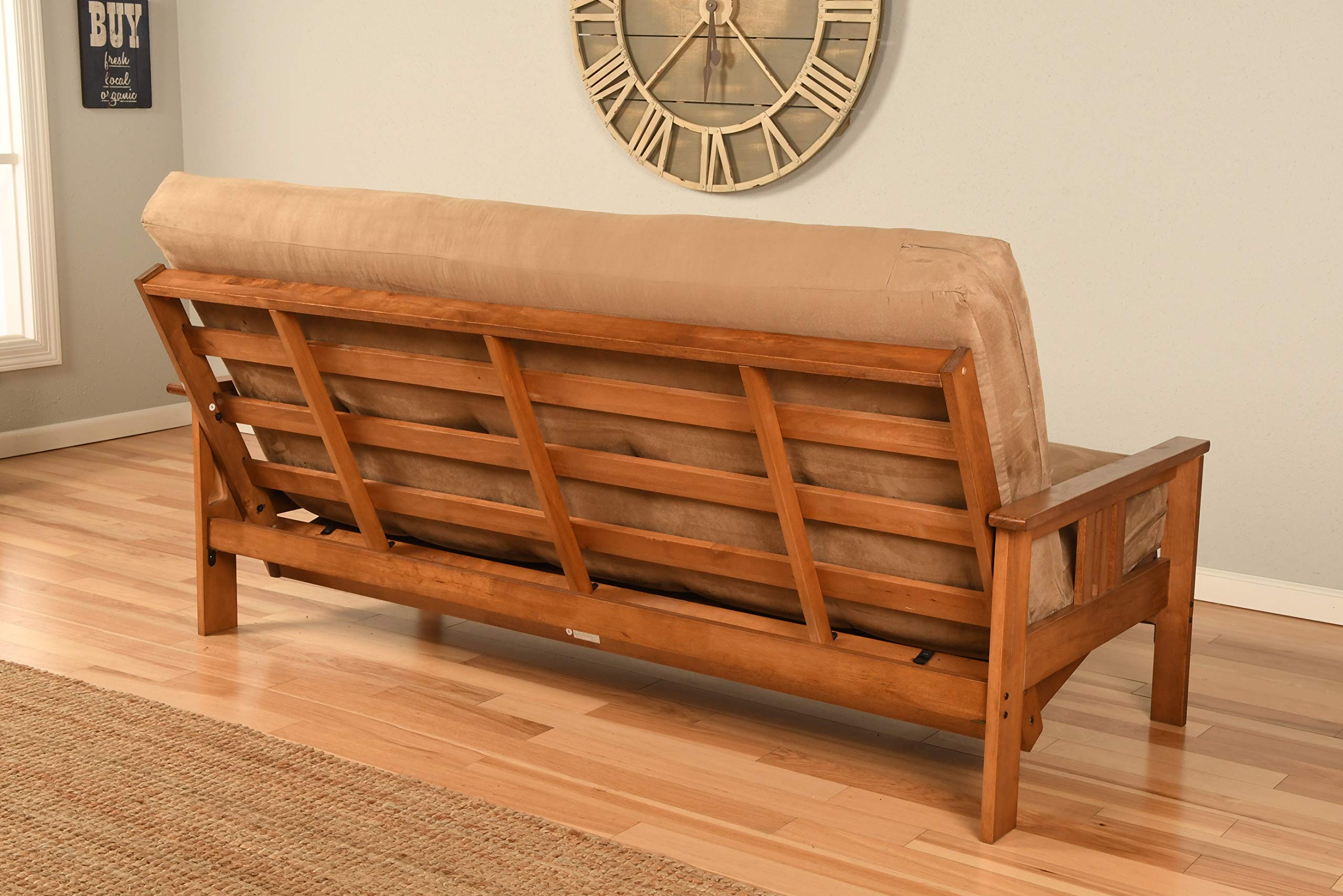 Kodiak Furniture Monterey Futon Set with Storage Drawers, with Barbados Base and Linen Charcoal Mattress