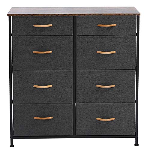 Vertical Furniture Storage Tower - Sturdy Steel Frame, Easy Pull Fabric Bins - Organizer Unit for Bedroom, Hallway, Entryway, Closets - 8 Drawers