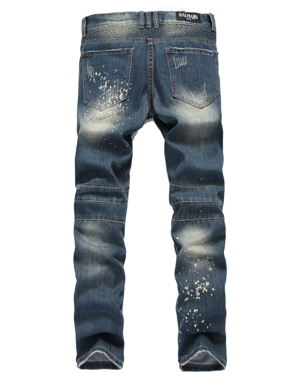 Yollmart Men's Delim Stretched Jeans Ripped Biker Slim Pants-34