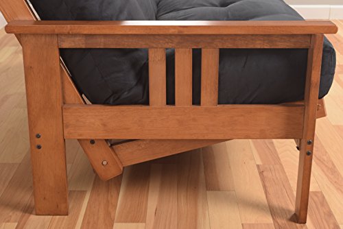 Kodiak Furniture Monterey Futon Set with Storage Drawers, with Barbados Base and Linen Charcoal Mattress