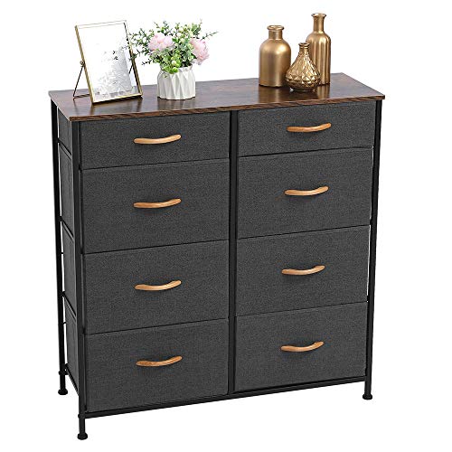 Vertical Furniture Storage Tower - Sturdy Steel Frame, Easy Pull Fabric Bins - Organizer Unit for Bedroom, Hallway, Entryway, Closets - 8 Drawers