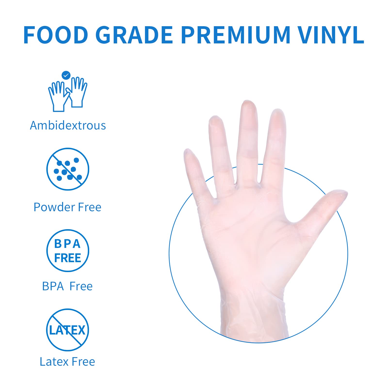 EDI Disposable Vinyl Gloves (Clear) - Powder-Free, Latex-Free (100, Medium)