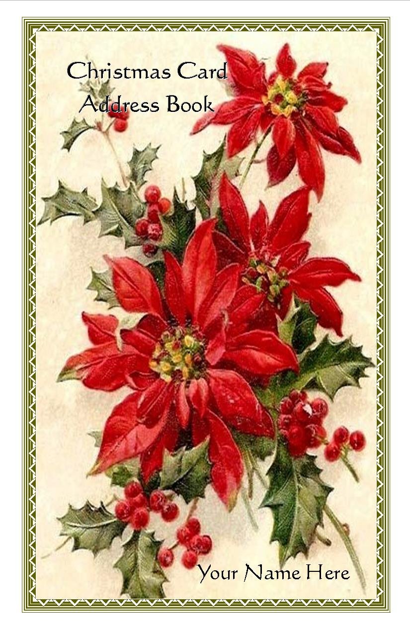 Christmas Card Address Book Spiral with A-Z Tabs Frame Poinsettia Personalized Gift