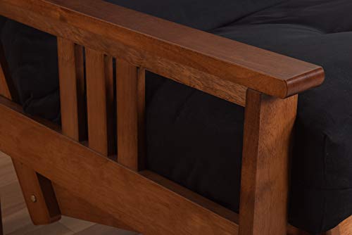 Kodiak Furniture Monterey Futon Set with Storage Drawers, with Barbados Base and Linen Charcoal Mattress