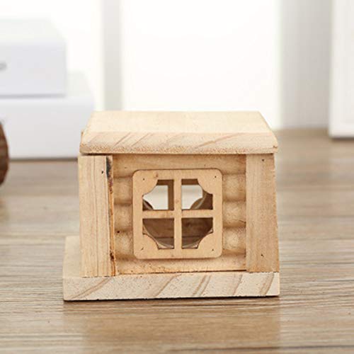 Wooden Hamster Chew House Tunnel Hut Hideout Molar Toy for Small Animal Dwarf Rat Mouse Gerbil Chinchilla Guinea Pig (House & Tunnel 2 Pack)