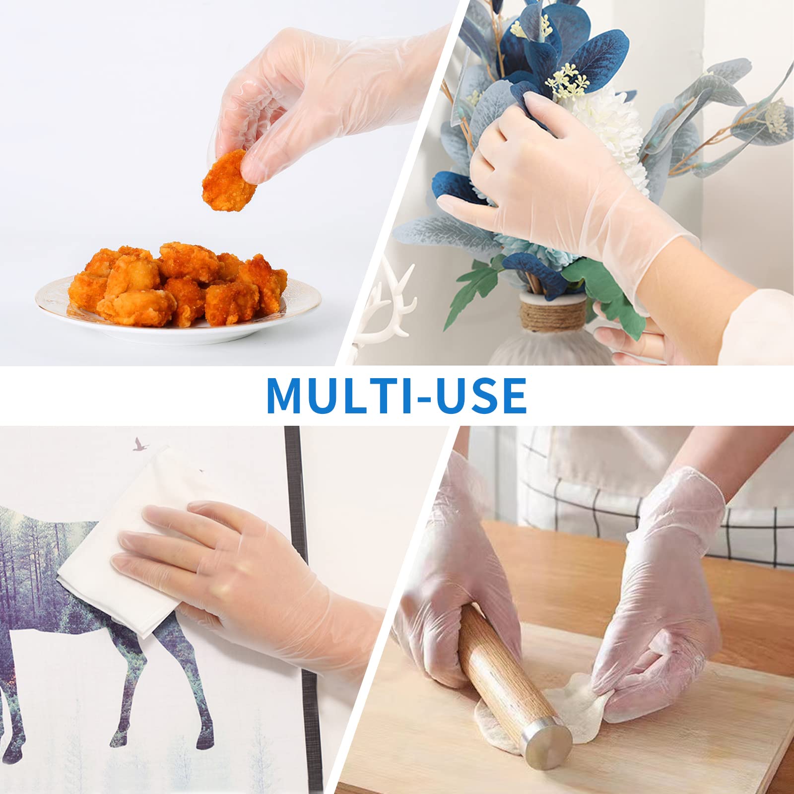 EDI Disposable Vinyl Gloves (Clear) - Powder-Free, Latex-Free (100, Medium)