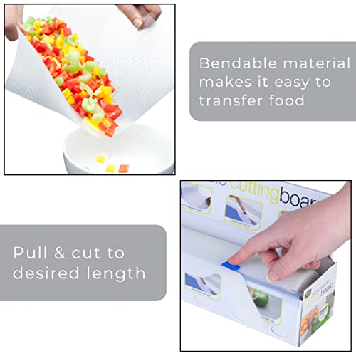 Smart Design Disposable Cutting Board - 12 In x 25 Ft - Biodegradable Plastic - Adjustable Length - BPA Free - Cheese Meat Prep Tray, Large Chopping Butcher Block, Small Food Cut Set - Kitchen - White