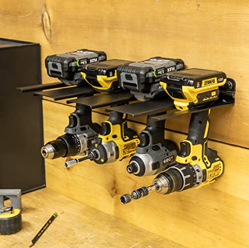 StoreYourBoard Electric Drill Storage Rack, Holds 4 Drills, Hanging Wall Mounted Organizer for Garage, Home, Workshop, Shed