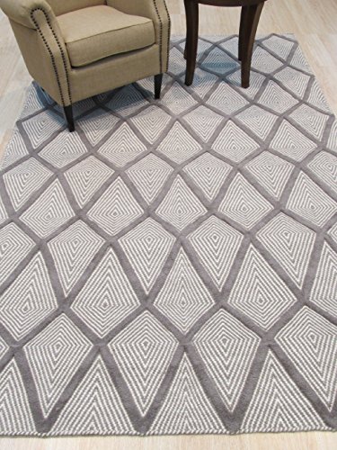 EORC Gray Handmade Wool Xavier Rug Elegant Area Rug for Adding Modern Sophistication and Comfort to Your Living Room, Bedroom, or Office Décor