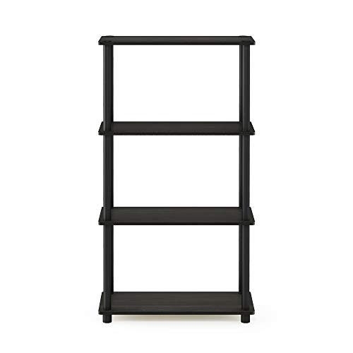 Furinno (99557EX/BK Turn-N-Tube 4-Tier Multipurpose Shelf Display Rack - Espresso/Black & FURINNO Turn-N-Tube 5-Tier Corner Square Rack Display Shelf, Round, Espresso/Black