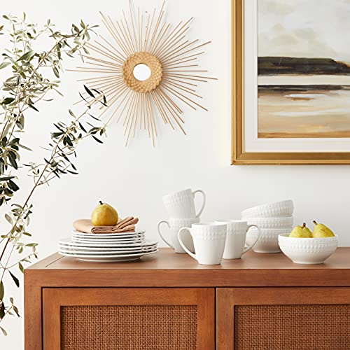 Elle Décor Amelie Round Dinnerware Set – 16-Piece Porcelain Dinner Set w/ 4 Dinner Plate, 4 Salad Plates, 4 Bowls & 4 Mugs – Unique Gift Idea Any Special Occasion or Birthday