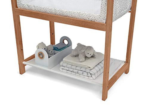 Delta Children Classic Wood Bedside Bassinet Sleeper Portable Crib with HighEnd Wood Frame, Paint Dabs