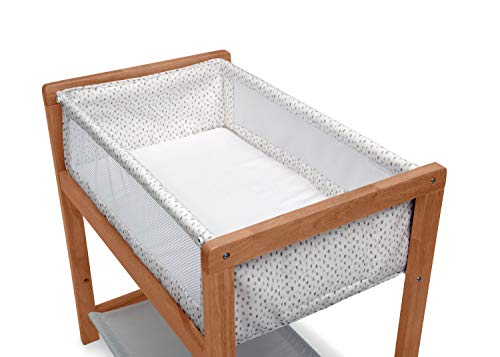 Delta Children Classic Wood Bedside Bassinet Sleeper Portable Crib with HighEnd Wood Frame, Paint Dabs