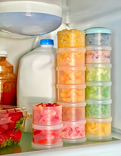 LITTOES Food Pots 3oz Baby Food Storage Containers for Parents On The Go Blue 2-pack