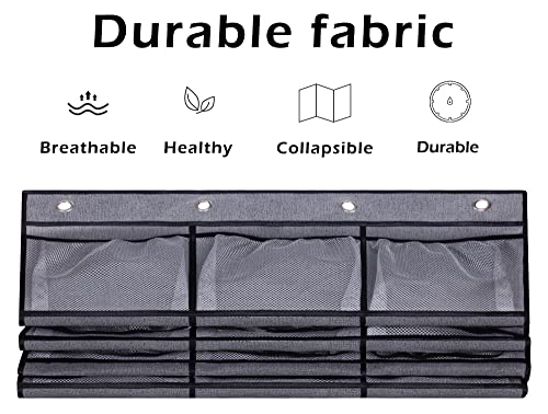 KEETDY 24 Baseball Hat Rack for Door Large Hat Organizer for Baseball Caps with Elastic Pockets Caps Holder Protect and Display Hat Storage