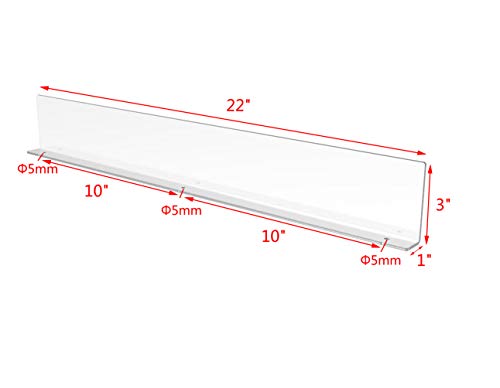FixtureDisplays® 22 X 3" Clear Floating Shelf Wall Mount Shelf Lip Stopper Shelf Guard Divider Plexiglass Edge Protection 10084-12PK-NF