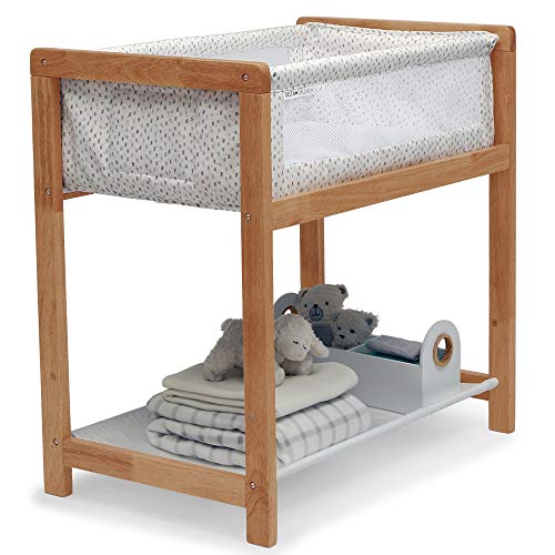 Delta Children Classic Wood Bedside Bassinet Sleeper Portable Crib with HighEnd Wood Frame, Paint Dabs