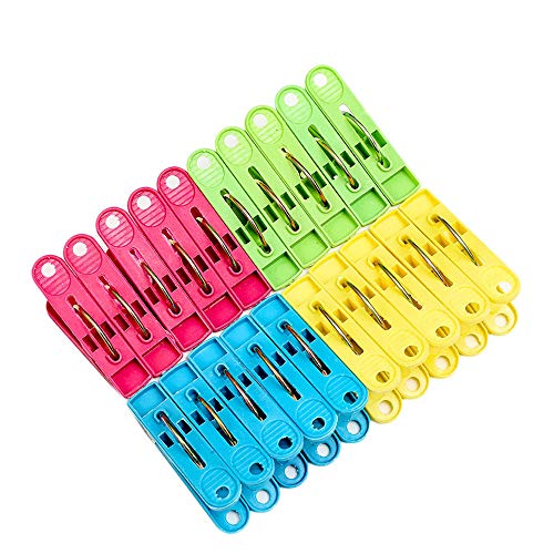 20 Plastic Hanger Clips,Heavy-Duty Outdoor Clothespins, Clothes Pinsļ¼Clothespins Coloredļ¼Plastic Sealing Clips for Food and Snack Bag, 4 Colors of Pp Material, Handicraft Decorative Pins, Hanging