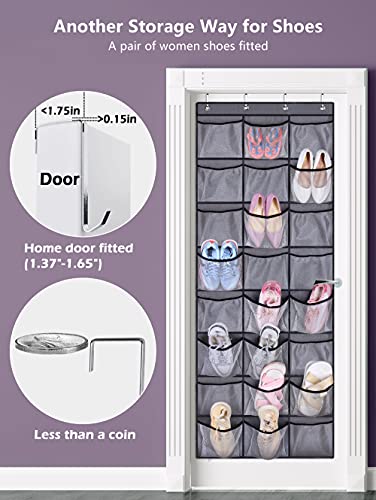 KEETDY 24 Baseball Hat Rack for Door Large Hat Organizer for Baseball Caps with Elastic Pockets Caps Holder Protect and Display Hat Storage