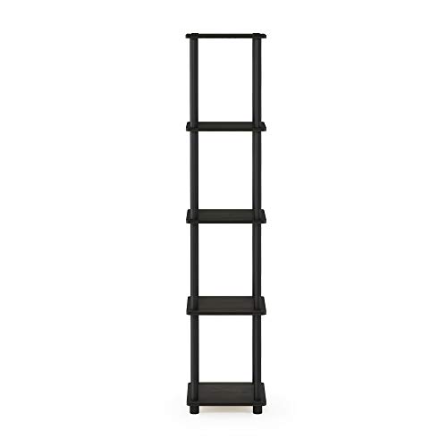Furinno (99557EX/BK Turn-N-Tube 4-Tier Multipurpose Shelf Display Rack - Espresso/Black & FURINNO Turn-N-Tube 5-Tier Corner Square Rack Display Shelf, Round, Espresso/Black