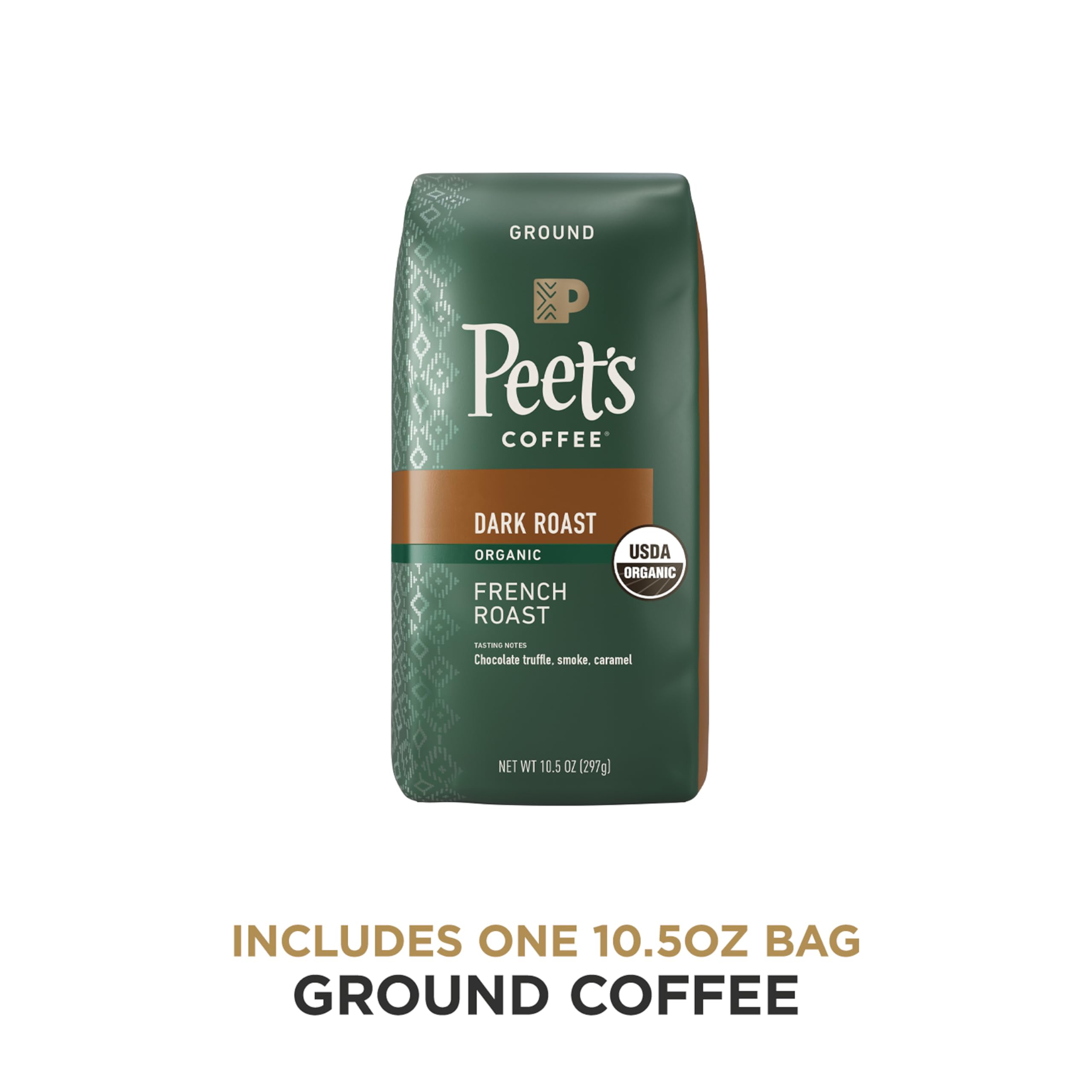 Peet's Coffee, USDA Organic Dark Roast Ground Coffee - French Roast 10.5 Ounce Bag