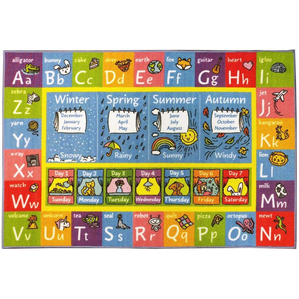KC Cubs Playtime Collection ABC Alphabet, Seasons, Months and Days of The Week Educational Learning & Game Area Rug Carpet for Kids and Children Bedrooms and Playroom