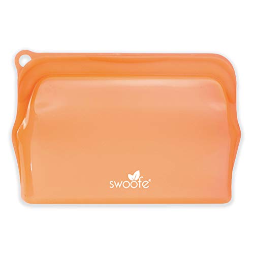 SWOOFE Reusable Silicone Food Bag | Snack Size 11 Oz (Coral) | Eco-Friendly | Plastic Free Storage Snacks Bag | Great for Cooking, Sous Vide, or Freezer use | Leakproof, Dishwasher-Safe.