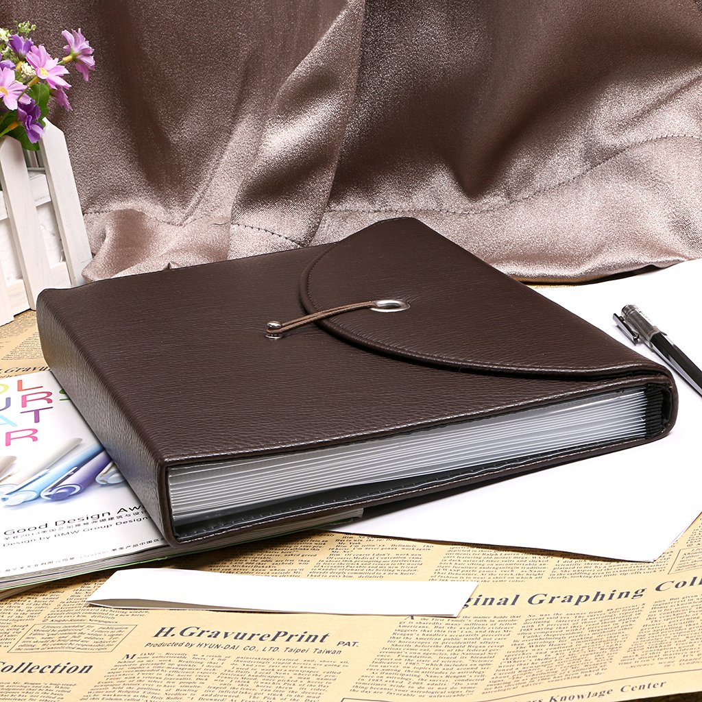 BTSKY PU Leather Expanding File Folders-13 Pockets A4 Letter Size Paper File Folder Accordion Business Document Organizer with Fasteners and Tabs (Brown)