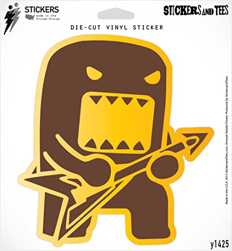 Rock On Domo Electric Guitar Vinyl Sticker Small Window Bumper Phone Decal 3" x 3"