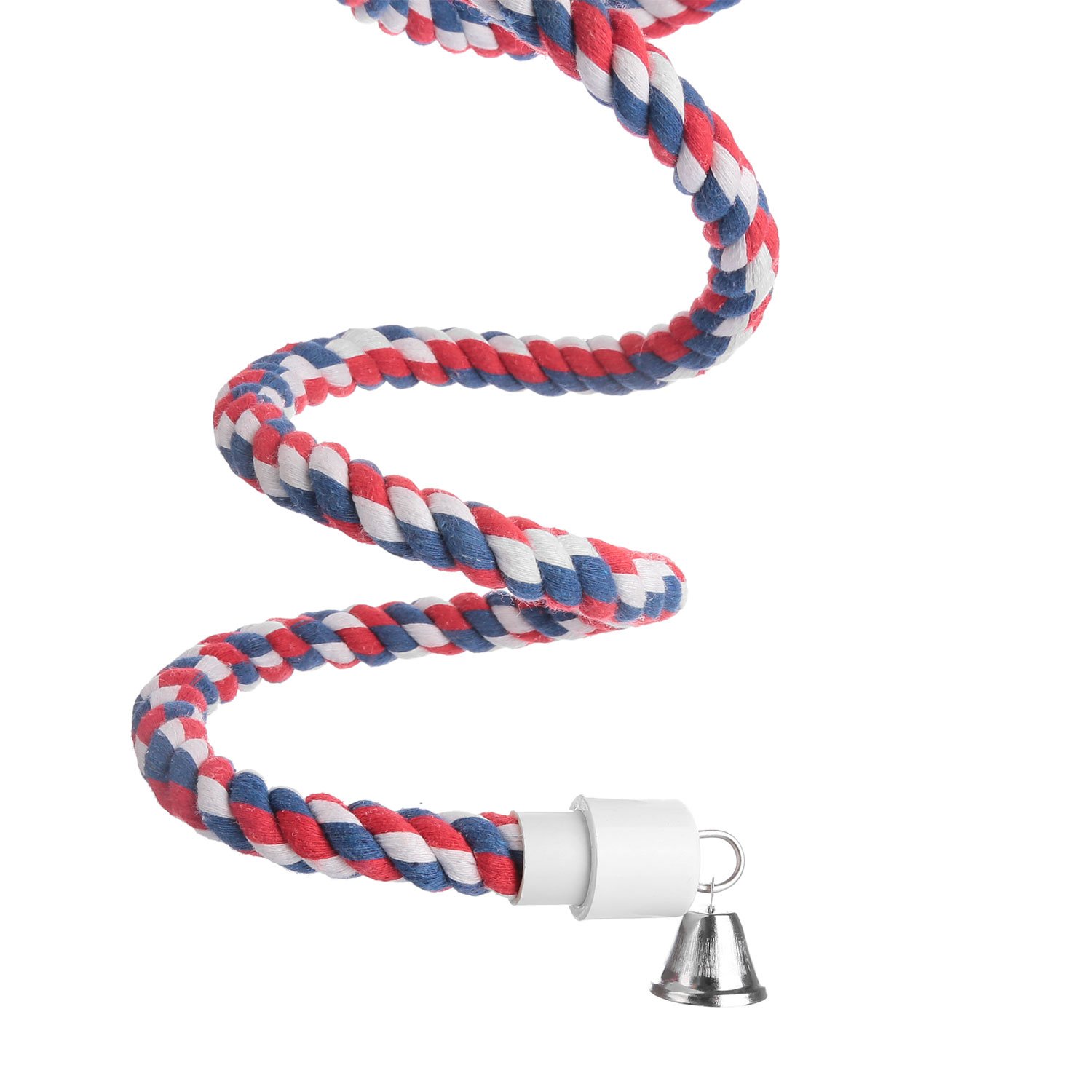Aigou® Bird Rope Perch,Spiral Cotton Parrot Swing Climbing Standing Bird Toys with Bell (Small - 52 inch)
