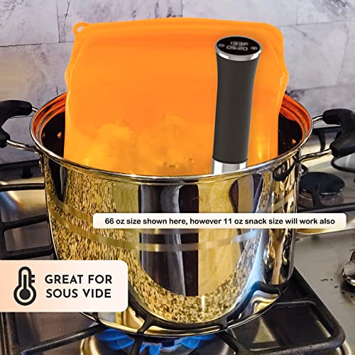 SWOOFE Reusable Silicone Food Bag | Snack Size 11 Oz (Coral) | Eco-Friendly | Plastic Free Storage Snacks Bag | Great for Cooking, Sous Vide, or Freezer use | Leakproof, Dishwasher-Safe.