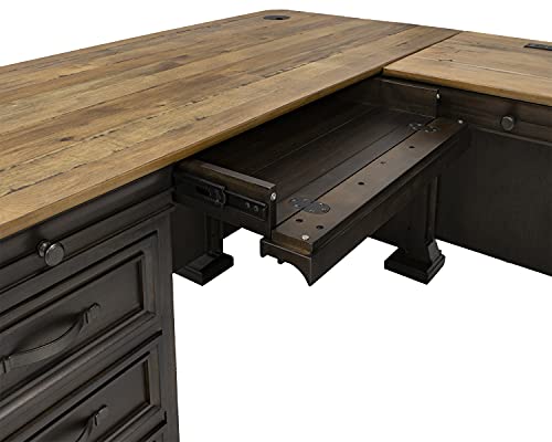 Martin Furniture IMSA684R-KIT Executve L-Desk & Return with Solid Wood Plank Tops, Fully Assembled, Brown