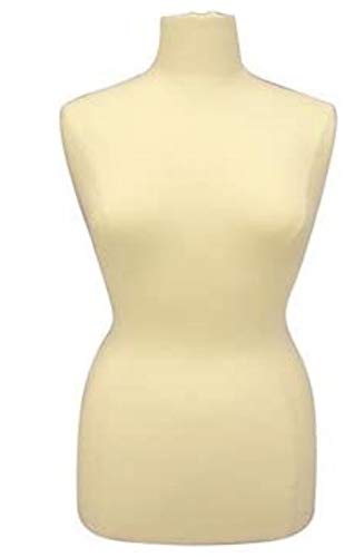 (JF-F14/16W+BS-01NX) Size 14-16 White Female Dress Form Mannequin Plus Size 42" 32" 44" with Wooden Base & Cap (BS-01, White)