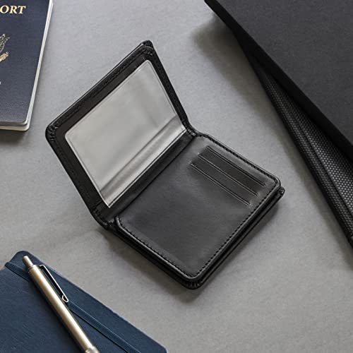ASR Federal Black Leather Bifold Wallet Police Badge Holder with Removable ID Card Holder, Shield