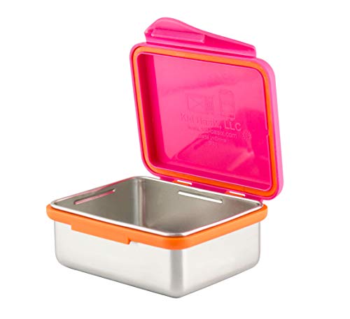 Kid Basix Safe Snacker Reusable Stainless Steel Lunchbox for Kids and Adults Reusable Food Container BPA Free Dishwasher Safe Fuchsia 13 oz