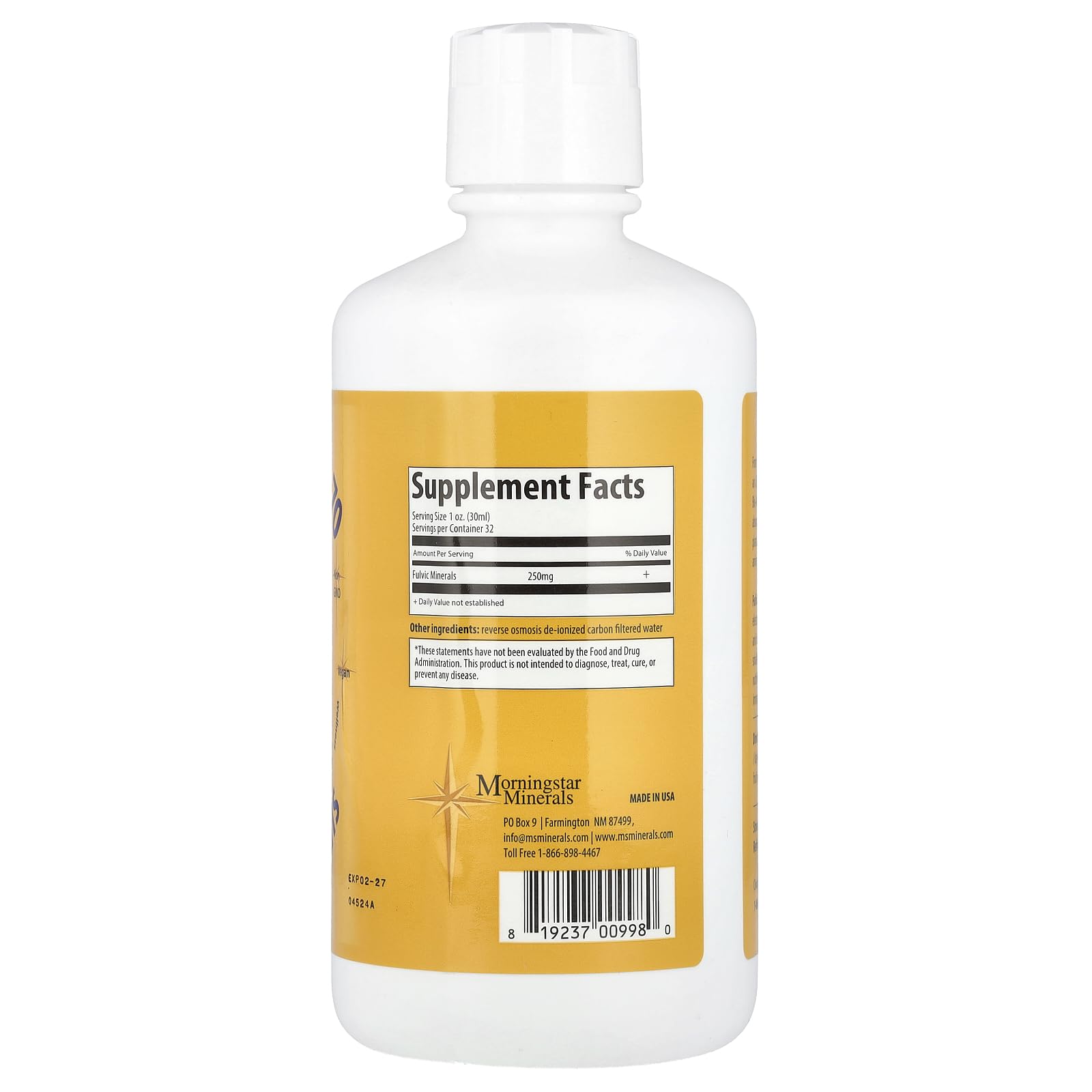 Morningstar Minerals Energy Boost 70, Fulvic Minerals, 250 mg, 32 oz (946 ml)