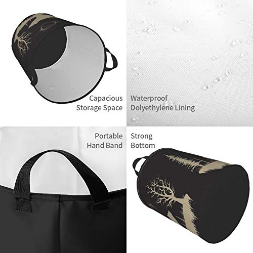 KiuLoam Vintage Bear Animal Laundry Baskets, Bedroom Hamper Collapsible Waterproof Oxford Fabric with Handle Foldable Cloth Washing Bin Tote Bag (16.5 Inches)