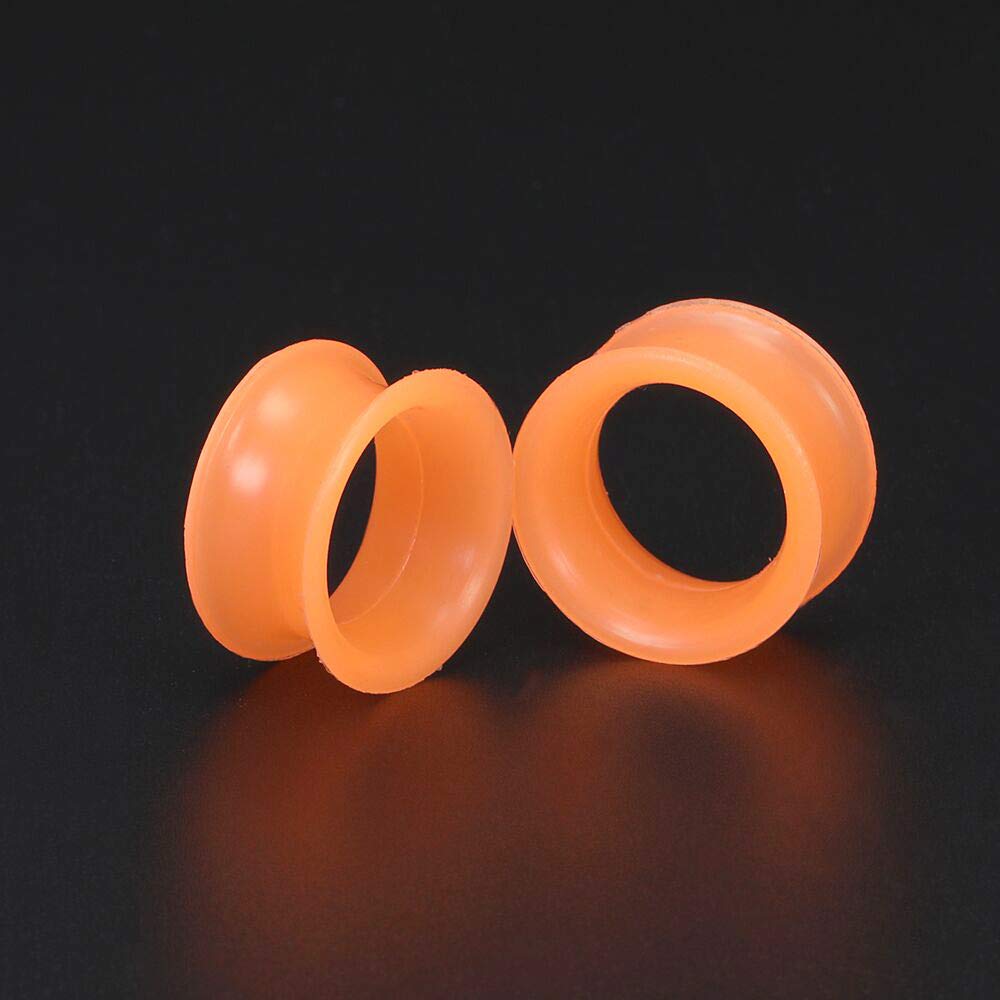 ZS 9 Pair Silicone Flexible Thin Ear Plugs Tunnels Double Flared Expander Ear Gauges Piercing (Gauge=11/16"(18mm))