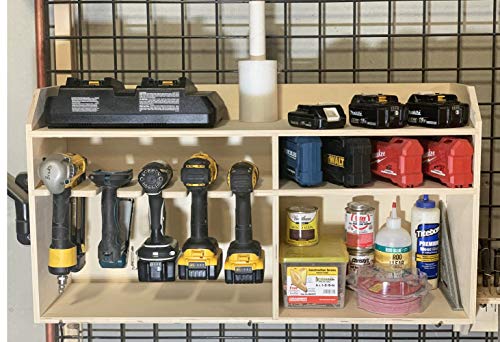 Factory Crafts Cordless Drill Tool Holder Organization Rack Wood Shelf Case Organizer 5-Slot Multi Storage