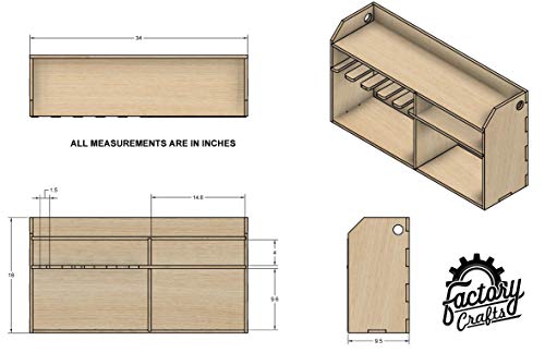 Factory Crafts Cordless Drill Tool Holder Organization Rack Wood Shelf Case Organizer 5-Slot Multi Storage
