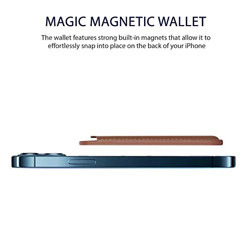 XJade Leather Wallet with Premium Magnet Made for iPhone 12/12Mini/12Pro/12ProMax,Wood Brown