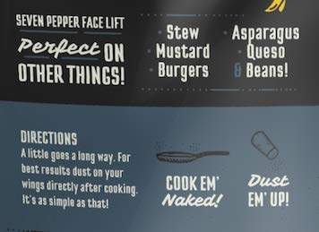 Kosmos Q Seven Pepper Face Lift Wing Dust - 5 Oz Bag for Wings, Popcorn & More - Dry BBQ Hot Wings Rub with 7-Pepper Blend, Garlic & Onion (Seven Pepper)